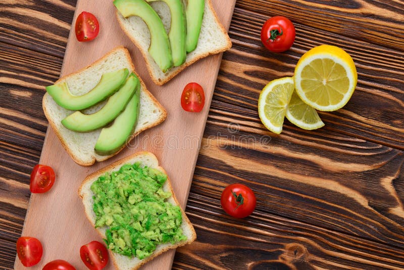 Avocado Sandwich on a Bread Made with Fresh Sliced Avocados from Above ...