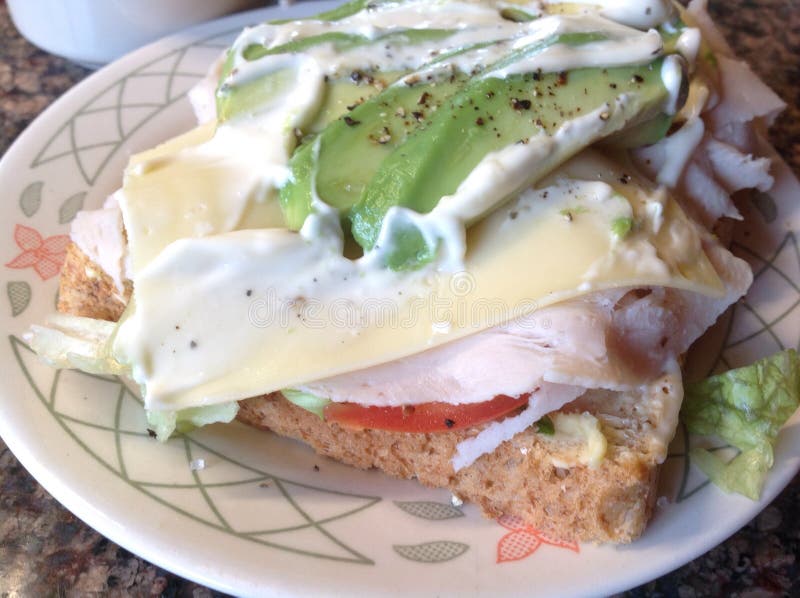 Cold Cut Turkey Sandwich on Whole Wheat with Swiss Cheese Stock Photo ...