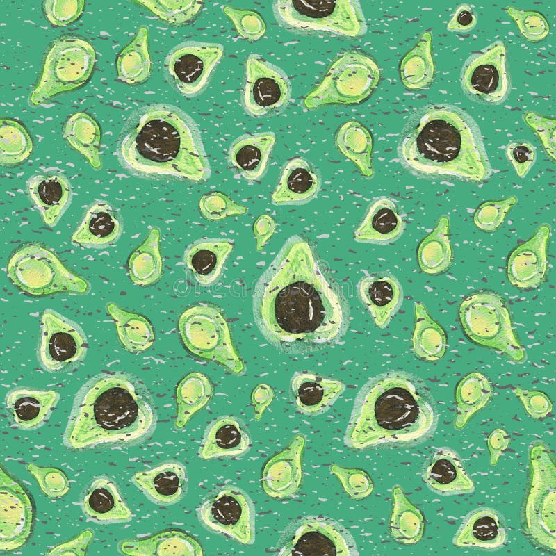 Avocado Seamless Digital Paper Stock Illustration - Illustration of ...