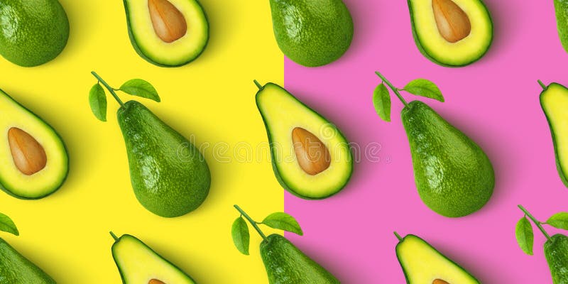 Avocado Seamless Pattern Isolated on Color Background Stock Image ...