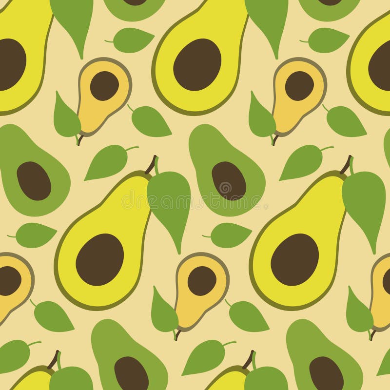 Avocado Seamless Pattern, Vector Illustration for Textiles and Wrapping ...