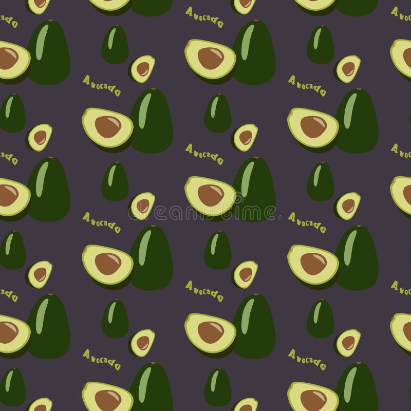 Avocado Seamless Repeating Pattern, Hand Drawn Style. for Printing on ...