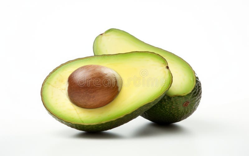 Avocado in Secluded Splendor on White Background Stock Illustration ...