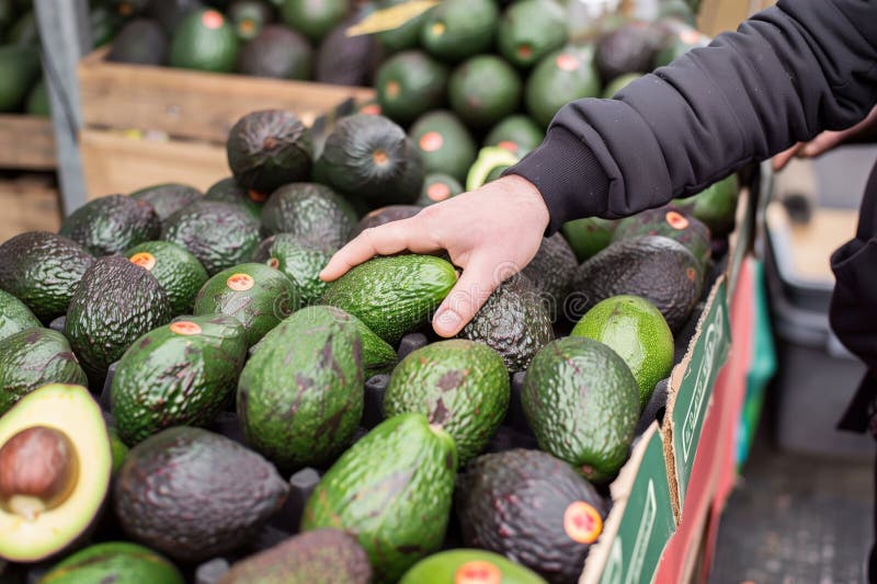 Avocado Selection at Stand, Person Choosing Stock Photo - Image of ...