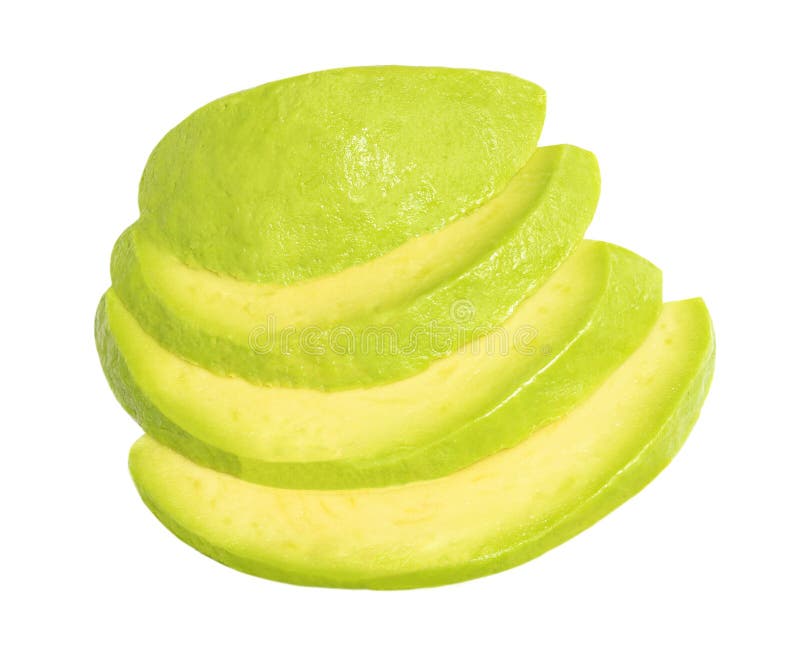 Avocado Slices Isolated on White Background. Cutted Avocado Top View ...