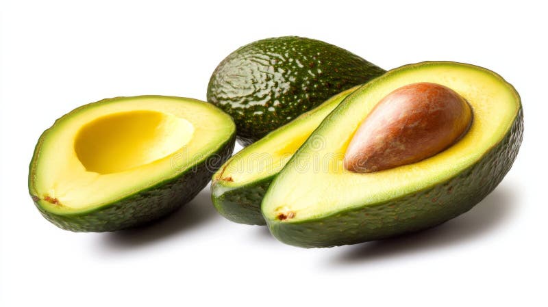 Avocado Slices on White Background Stock Illustration - Illustration of ...