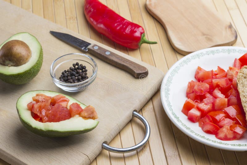 Avocado Source of Vegetable Protein Fat, Proteins Carbohydrates Stock ...