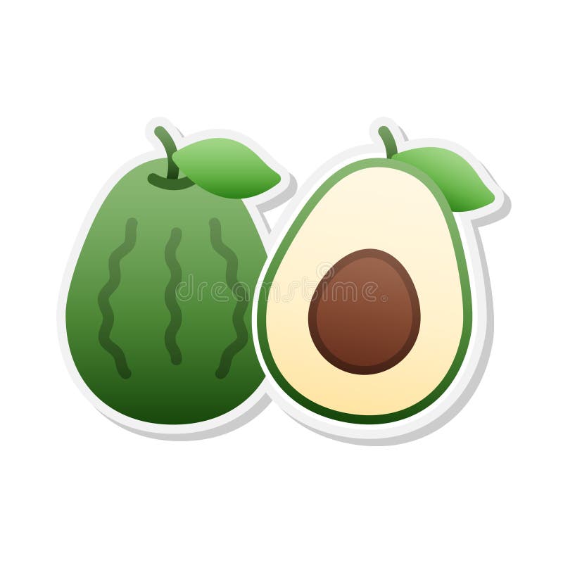 Avocado Sticker Icon, Vector, Illustration. Stock Vector - Illustration ...