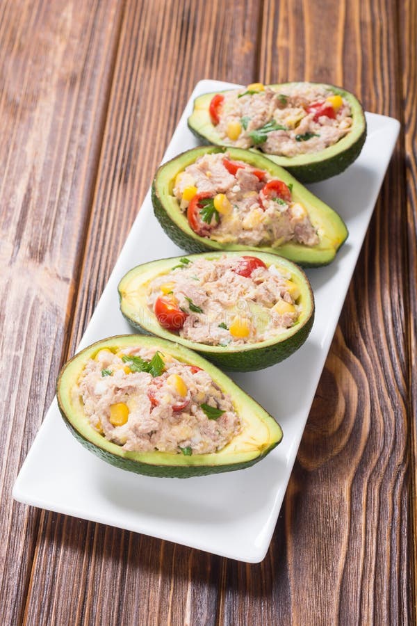 Avocado stuffed with salad stock photo. Image of dinner - 126607286