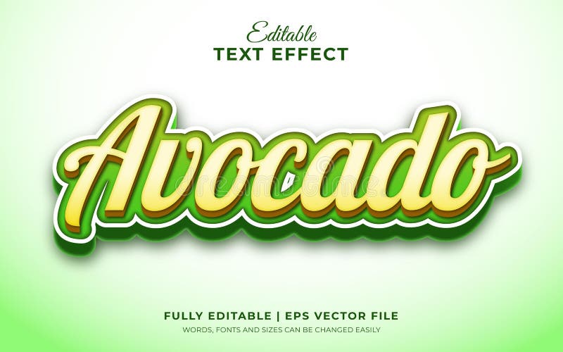 Avocado Text Effect with 3d Editable Text Style Stock Vector ...