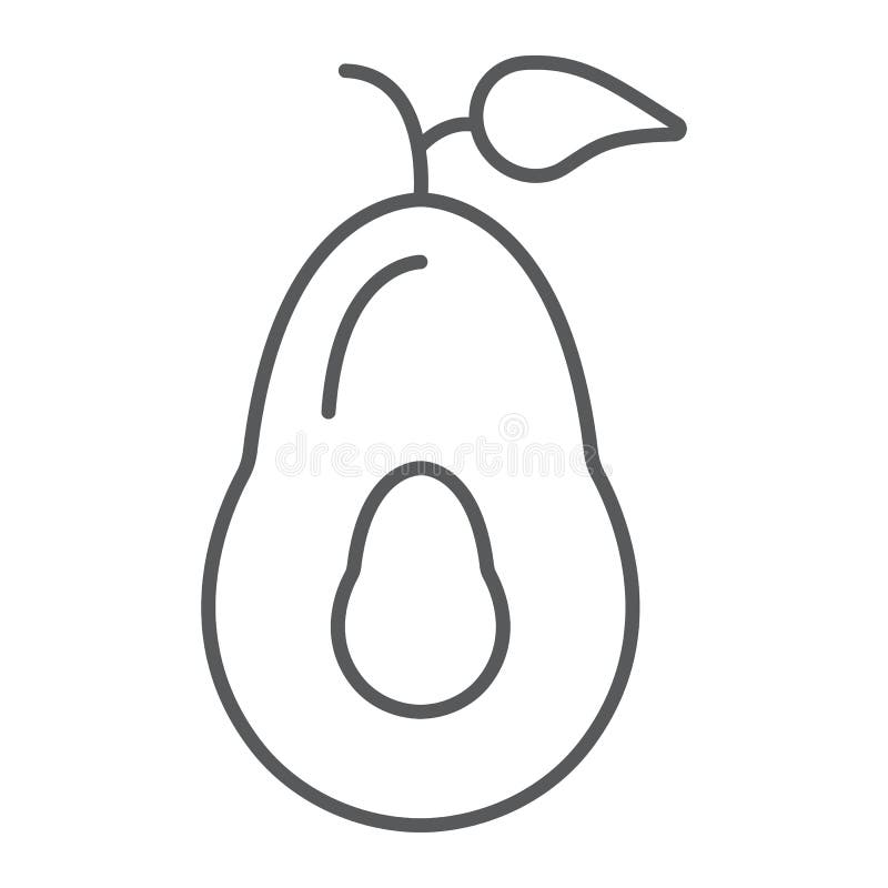 Avocado Line Icon, Fruit and Tropical Stock Vector - Illustration of ...