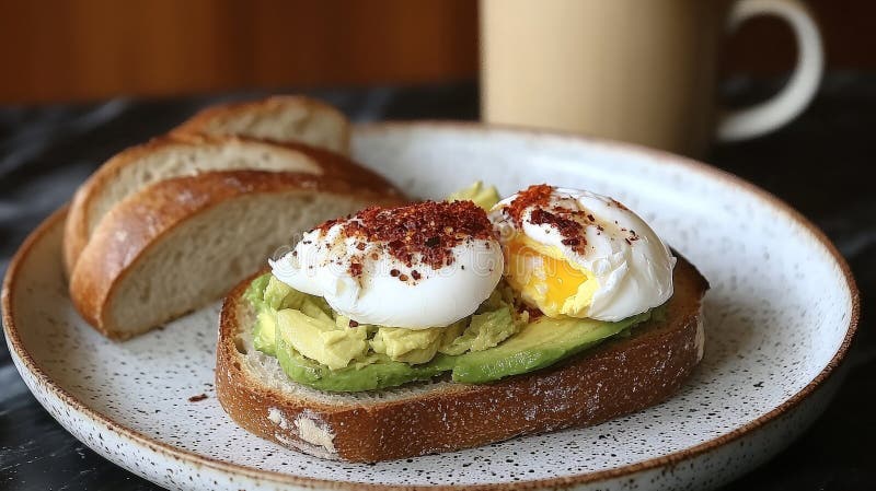 Avocado Toast Breakfast in Casual Cafe Stock Photo - Image of tasty ...