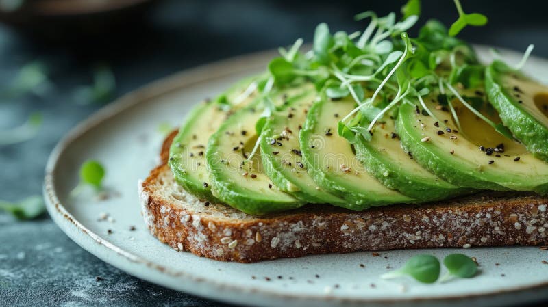 Avocado toast on a plate. stock image. Image of gourmet - 371074713