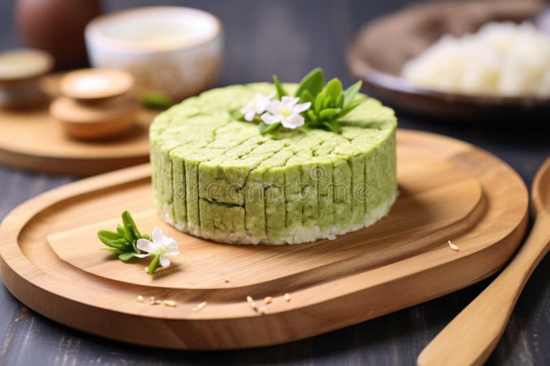 Avocado-topped Rice Cake on a Bamboo Board Stock Photo - Image of food ...