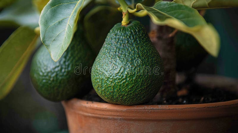 Avocado Tree with Ripe Fruit Growing in a Pot Stock Photo - Image of ...