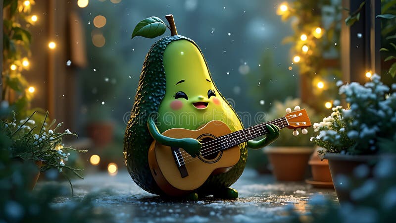 Avocado Tunes Under the String Lights Stock Illustration - Illustration ...