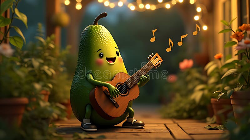 Avocado Tunes Under the String Lights Stock Illustration - Illustration ...