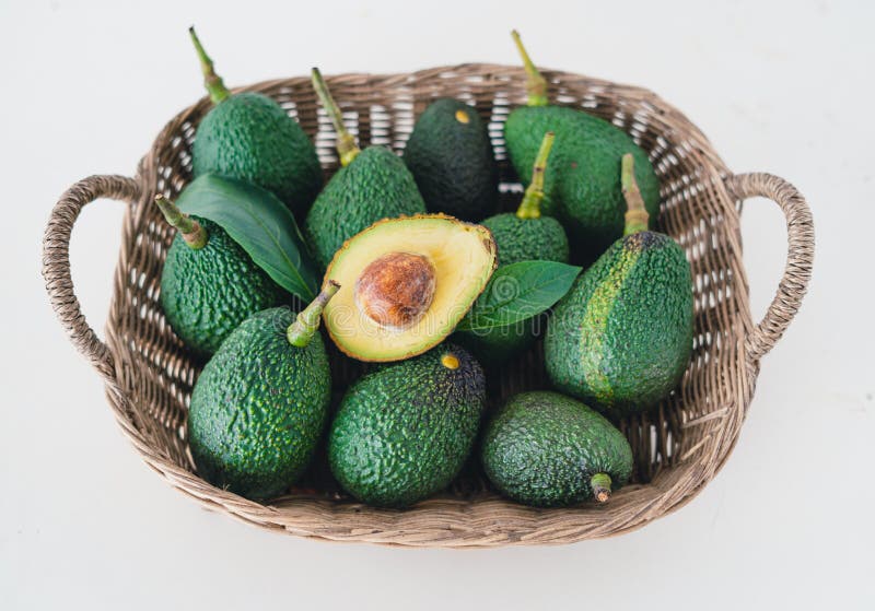 Avocado,Avocado in a Wooden Basket,breakfast Stock Image - Image of ...