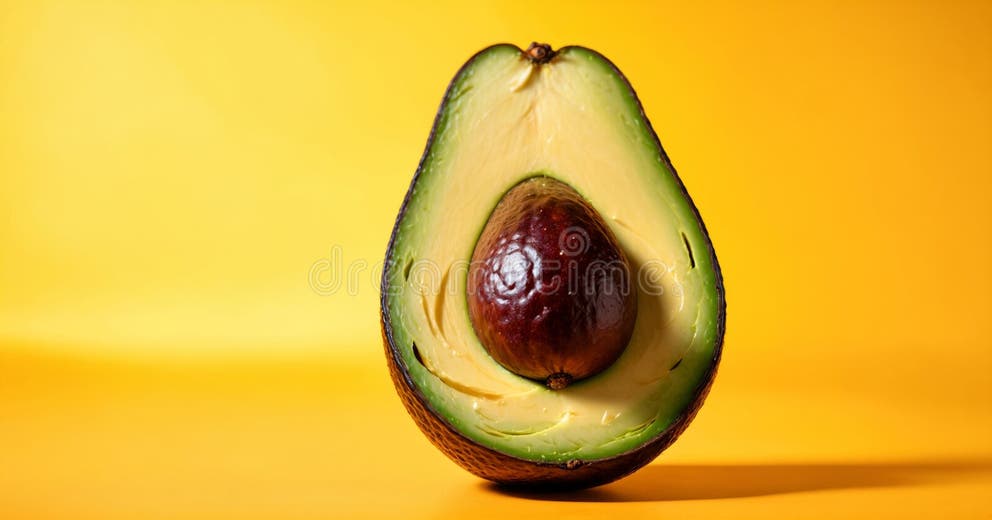 Avocado on a Yellow Background Stock Illustration - Illustration of ...