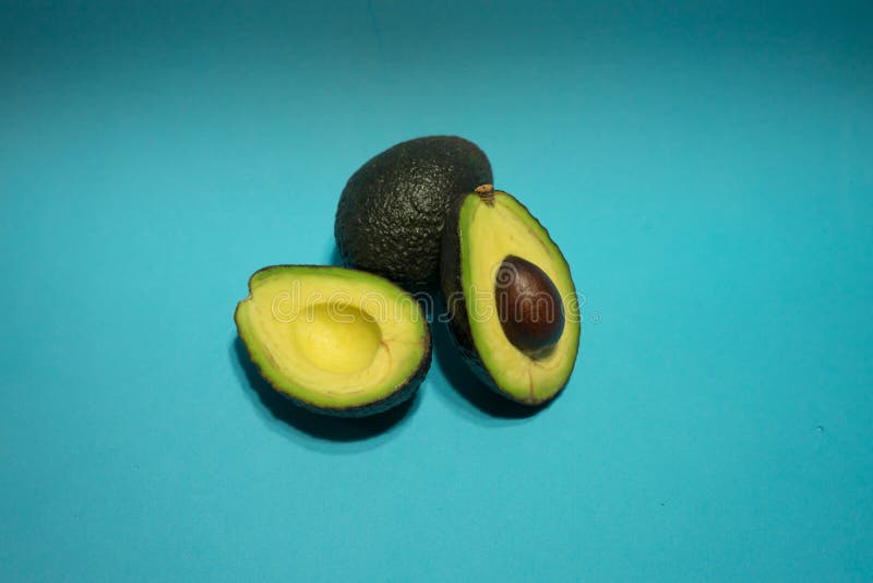 Avocados Presented on Light Blue Background Stock Image - Image of food ...
