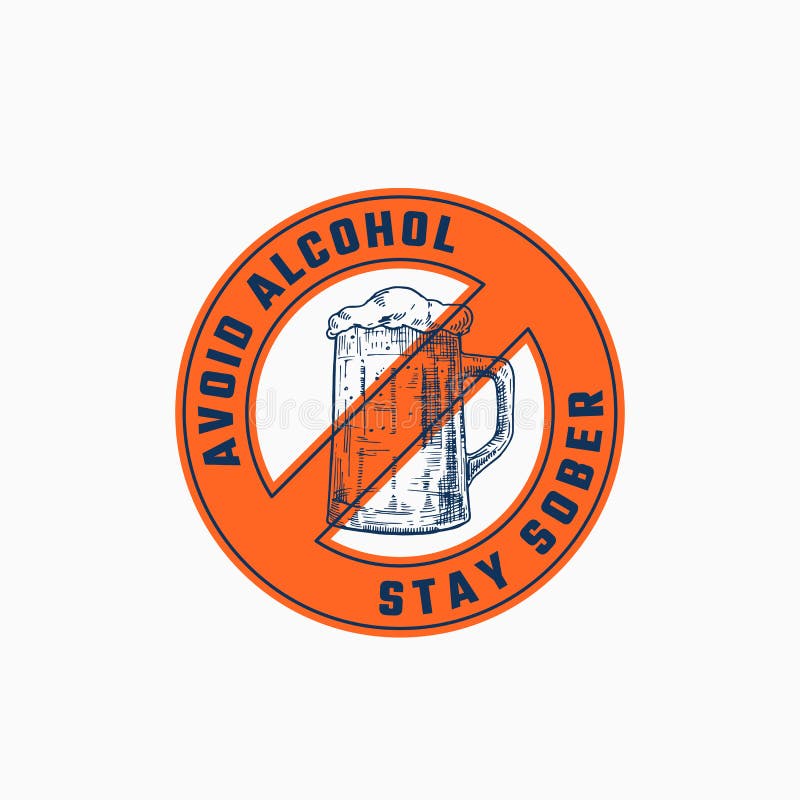 Avoid Alcohol Abstract Vector Sign, Symbol or Logo Template. Hand Drawn ...