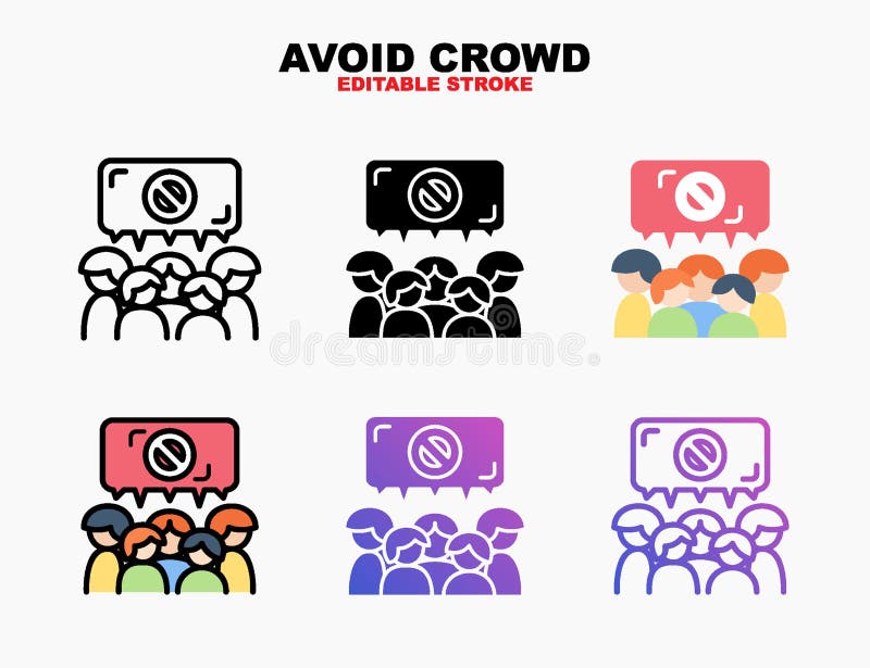 Avoid Crowd Icon with Different Style. Stock Vector - Illustration of coronavirus, line: 258421937