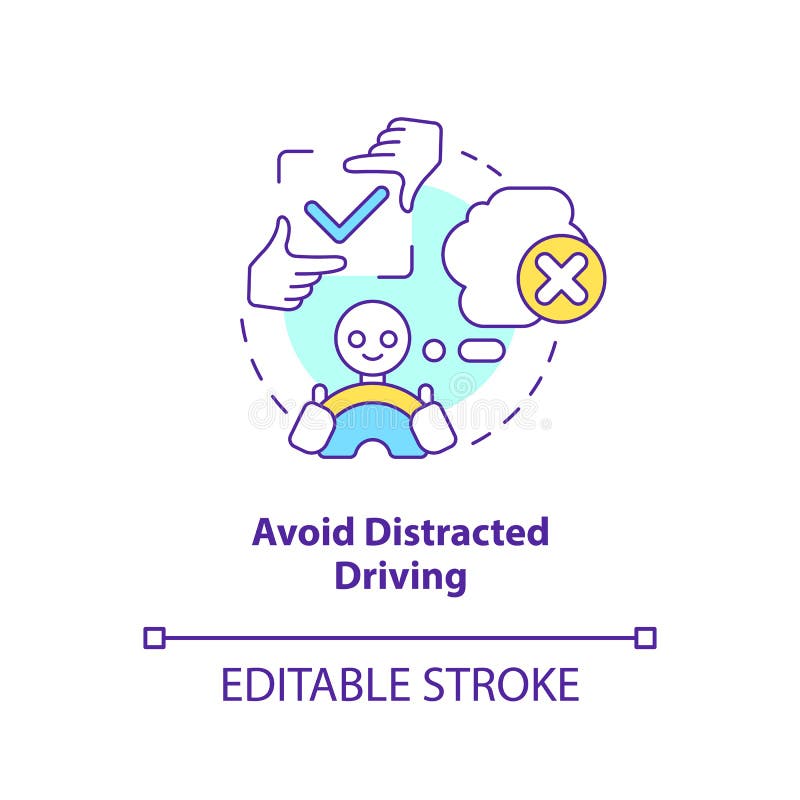 Avoid Distracted Driving Concept Icon Stock Vector - Illustration of ...