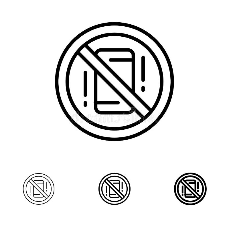 Avoid, Distractions, Mobile, Off, Phone Bold and Thin Black Line Icon ...