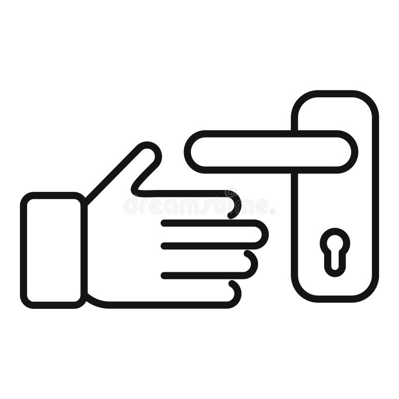 Avoid Door Handle Contact Icon Outline Vector. Shake Social Care Stock ...