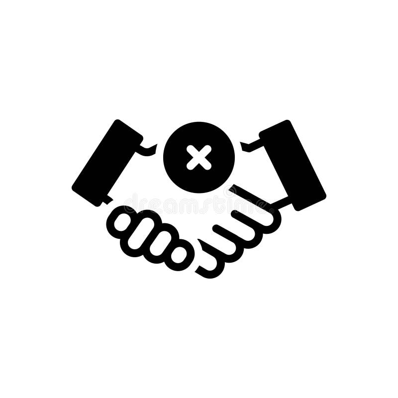 Black Solid Icon for Avoid Handshake, Prevention and Attention Stock ...
