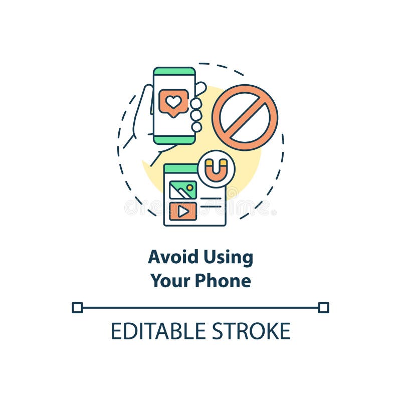 Avoid Using Your Phone Concept Icon Stock Vector - Illustration of icon ...