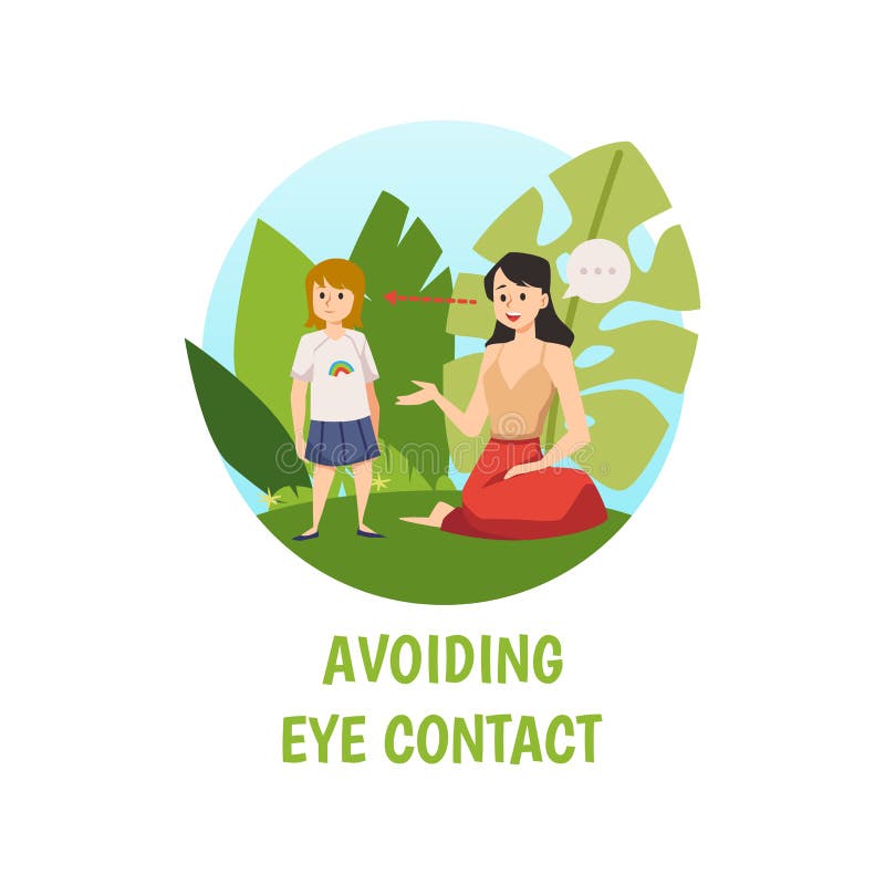 Avoiding Eye Contact Autism Weird Behavior in Child, Flat Vector ...