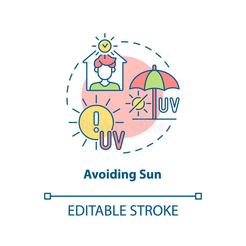Avoiding sun concept icon stock vector. Illustration of vector - 221932090