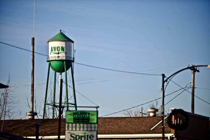 Avon watertower editorial photography. Image of small - 171609337