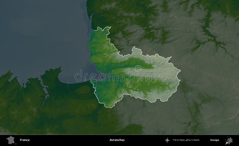 Avranches Highlighted, France. Physical Stock Illustration ...