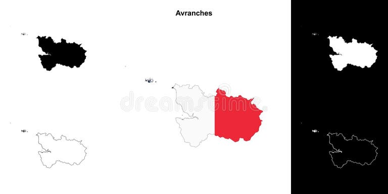 Avranches outline map stock vector. Illustration of territory - 361895068