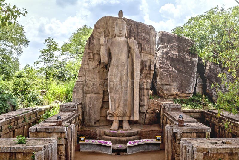 The Avukana Statue is a Standing Statue of the Buddha. Sri Lanka. Stock ...