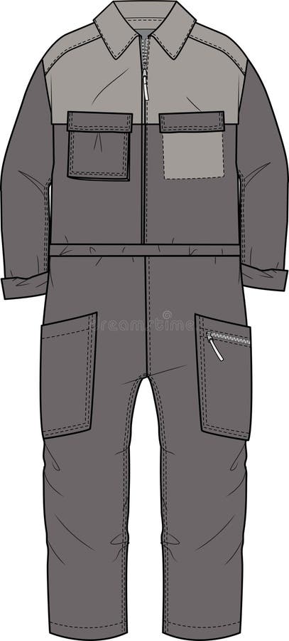 Kid Boys Wear Utility Boiler Suit Stock Vector - Illustration of suit ...