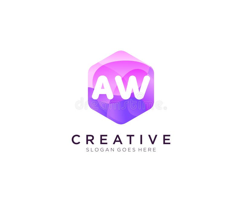 AW Initial Logo with Colorful Hexagon Modern Business Alphabet Logo ...