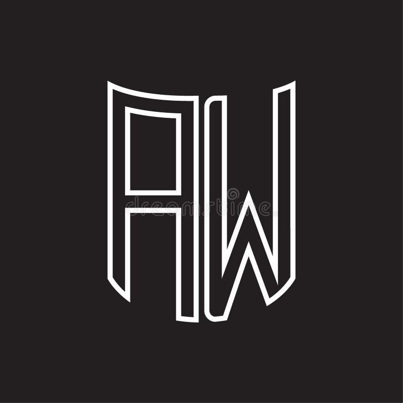 AW Logo Monogram with Ribbon Style Outline Design Template Stock Vector ...