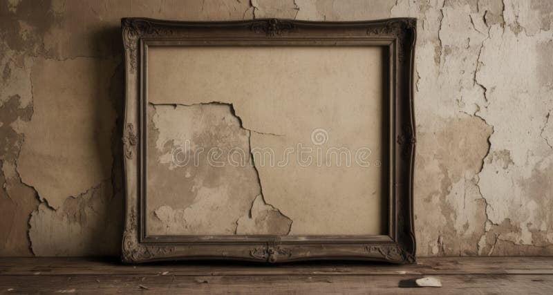 Awaiting Art - Empty Frame on Abandoned Wall Stock Illustration ...