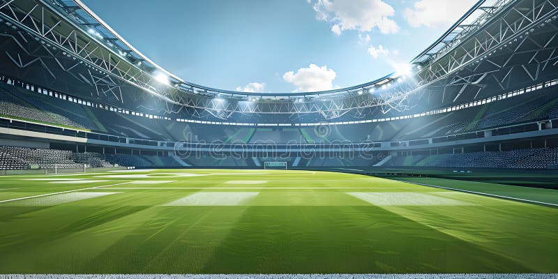 Awaiting the Roar of the Crowd: a Modern Sports Stadium Under a Clear ...