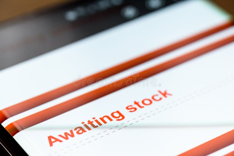 Awaiting Stock Text on Smart Phone Screen Stock Photo - Image of email ...