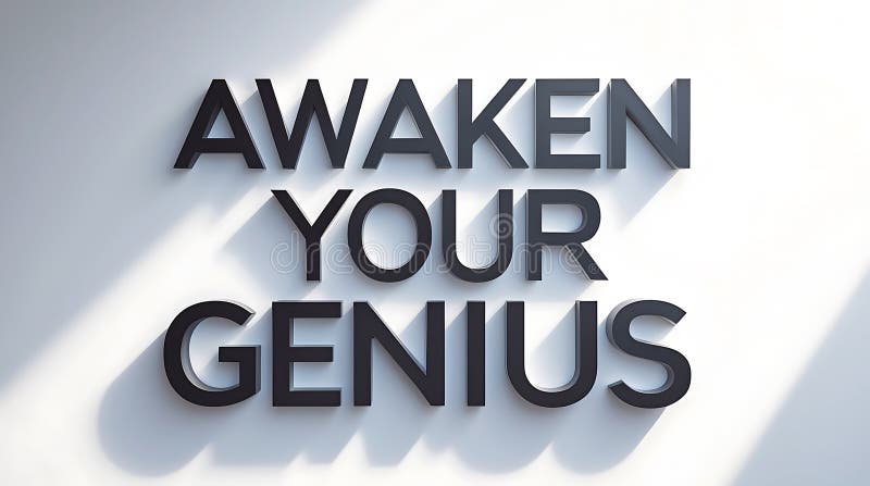 Awaken Your Genius with Bold Typography in a Minimalist Setting Stock ...