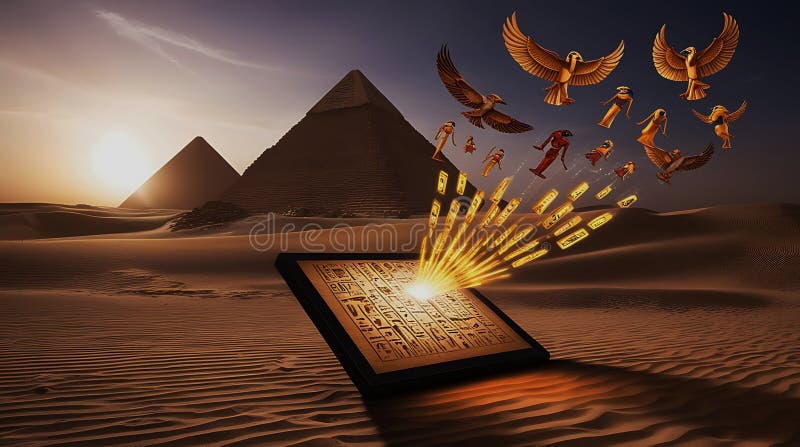 Awakening of the Ancients: Magic Beneath the Pyramids Shadow Stock ...