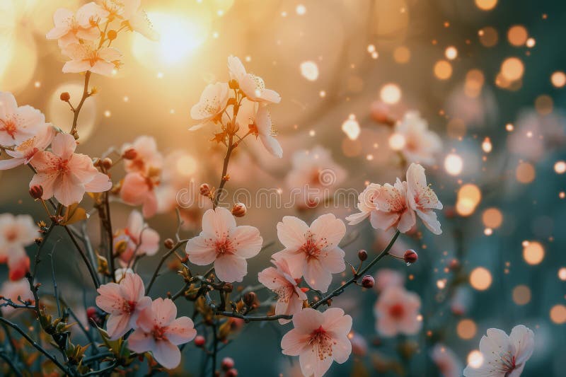 Awakening Melodies, Birds Singing Happily in the Spring Tree Stock ...