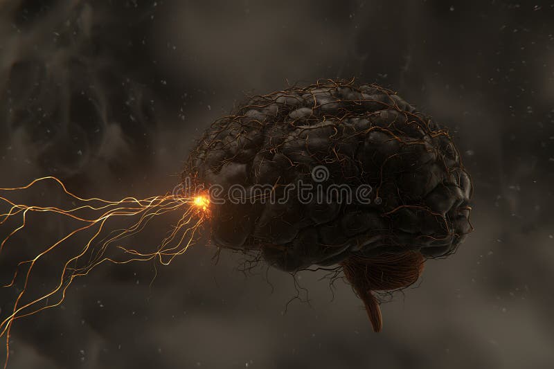 The Awakening Mind: a 3D Render of a Brain Emitting Energy Stock ...