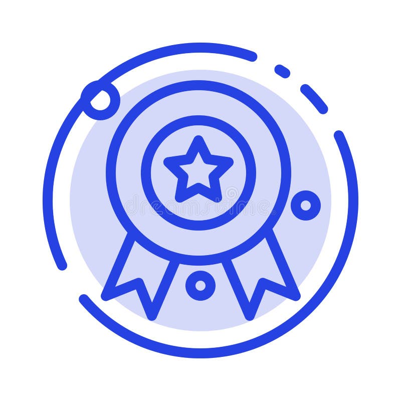 Award, Award Badge, Award Ribbon, Badge Blue Dotted Line Line Icon ...
