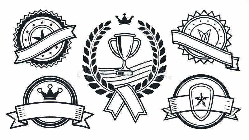 Award Badges Set Vector, Achievement Symbol Art, Recognition Design ...