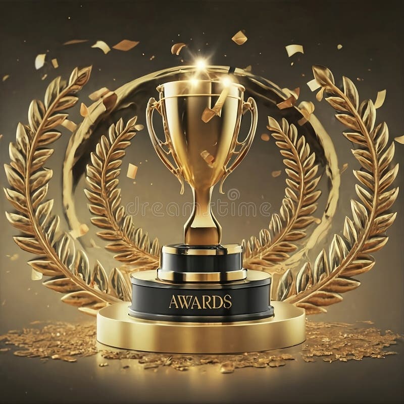 Luxury Premium Golden Award Ceremony Trophy with Golden Texture Poster ...